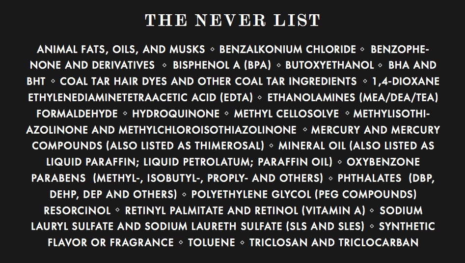 Beautycounter | the never list