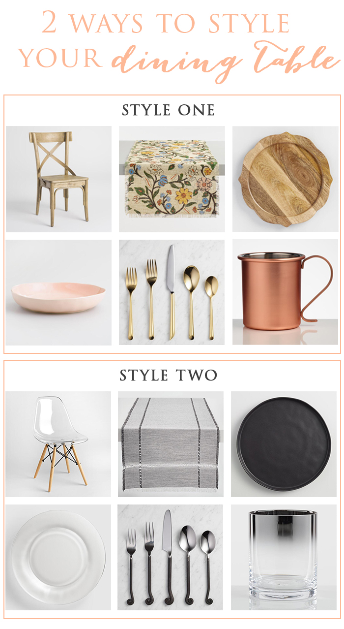 two different ways to style your dining table
