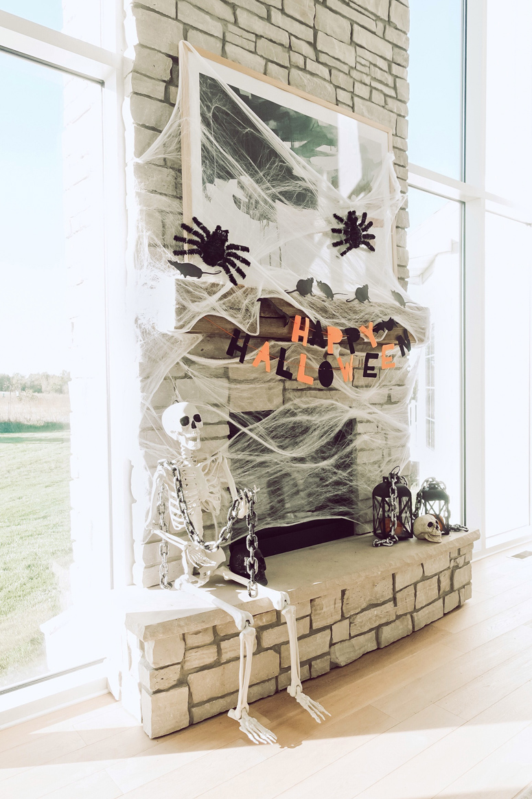 Fireplace Decorated for Halloween | Niña and Cecilia