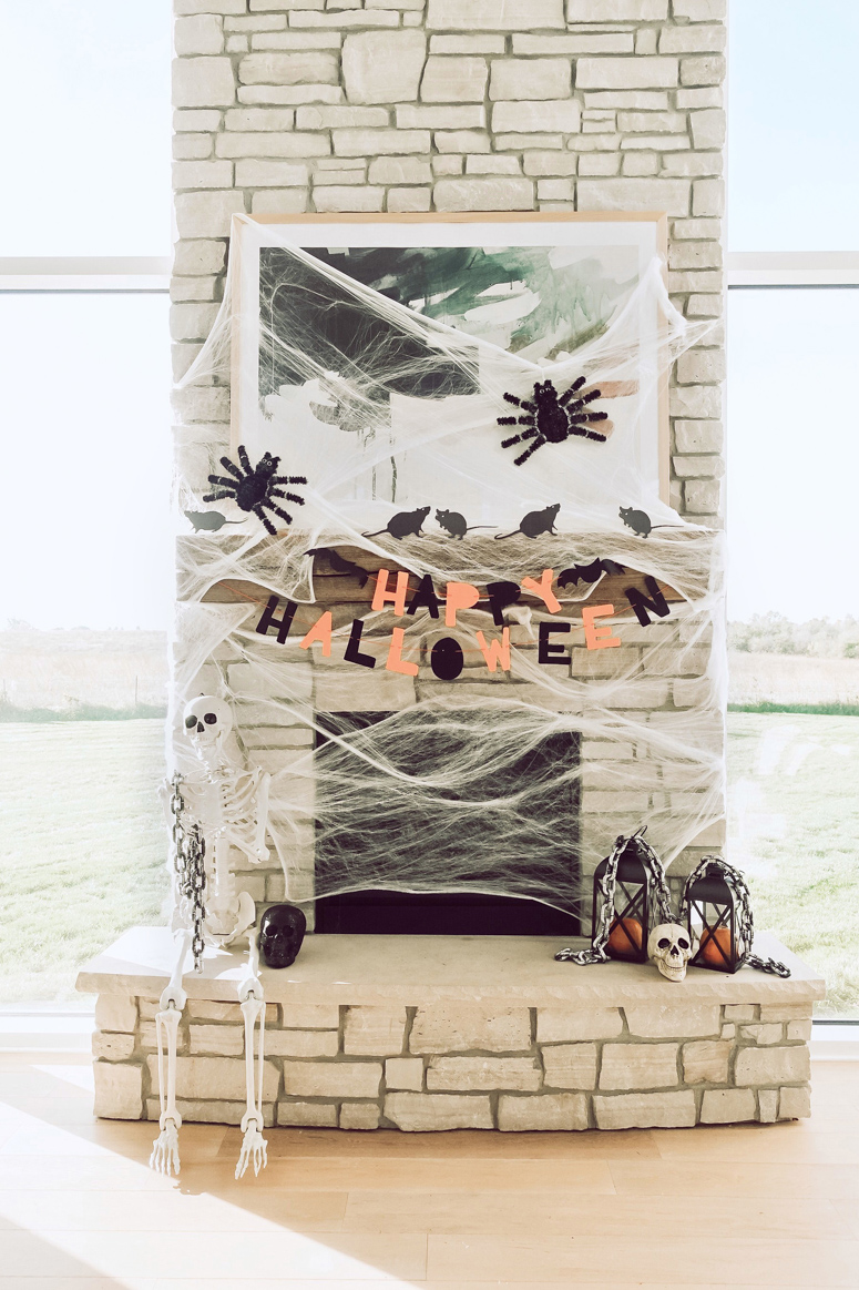Fireplace Decorated for Halloween | Niña and Cecilia